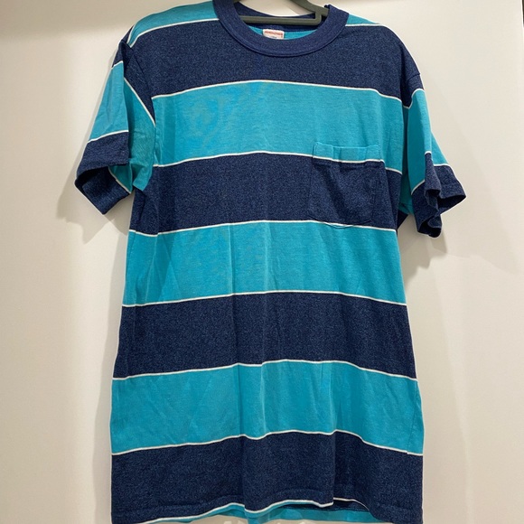 Munsingwear | Tops | Classic Two Tone Blue Striped Tshirt | Poshmark